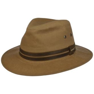 Stetson Chapeau Outdoor Park River Traveller Homme - en Coton avec Bandeau Cuir Automne-Hiver Automne Hiver - XL (60-61 cm) Beige Fonce