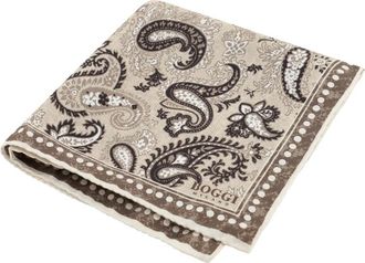 Boggi Milano Homme, Accessoires, Beige, Taille: ONE Size Pochette de Costume en Soie &agrave; Imprim&eacute; Paisley