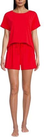 Lands End Kühlendes Pyjama-Set mit Shorts, Damen, Größe:40-42 regular, Rot, Elasthan/Viskose-Mischung, by Lands End