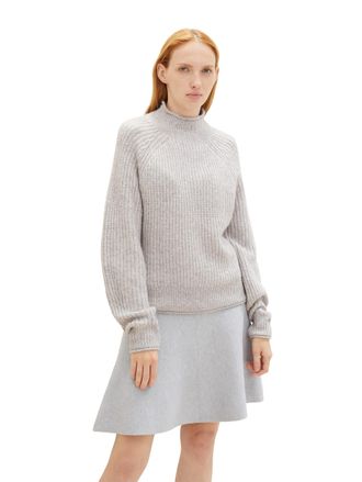 Tom Tailor Damen Cosy Strickpullover, basic light grey melange, XS