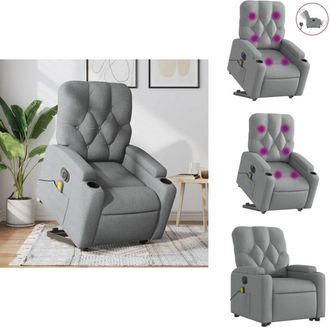 vidaXL Elektrischer Massagesessel mit Aufstehhilfe Hellgrau Stoff - Elektrischer Massagesessel - Relaxsessel - Fernsehsessel - Bequeme Lounge - Ergonomisch
