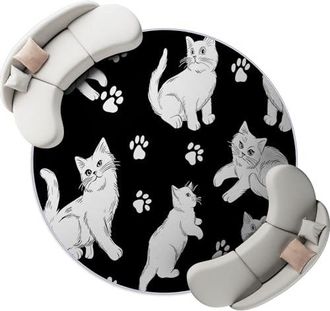 Generic 180 cm Tapis Rond en Laine synth&eacute;tique - Motif Dessin Anim&eacute; Animaux Chat antid&eacute;rapant Lavable Tapis pour Chambre denfant Salle &agrave; Manger Salle de Jeux 