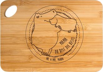 Mr. & Mrs. Panda Bambus - Schneidebrett Nilpferd Mama - Geschenk, Papa, Holzbrett, Holzschneidebrett, Muttertag, Bretter, Liebe, Servierbrett