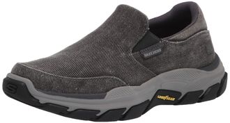 Skechers Herren Respected-Fallston Slip On aus Segeltuch, Dunkelgrau, 43 EU X-Weit