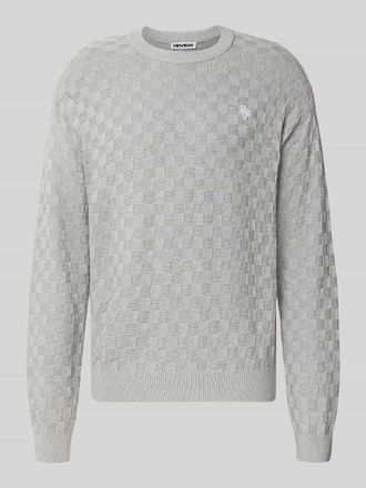 Review Regular Fit Strickpullover aus reiner Baumwolle mit Label-Detail