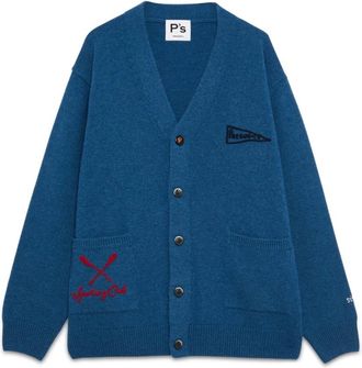 President's Homme, Pulls, Bleu, Taille: S Cardigan pocket PSLambswool Embroidery