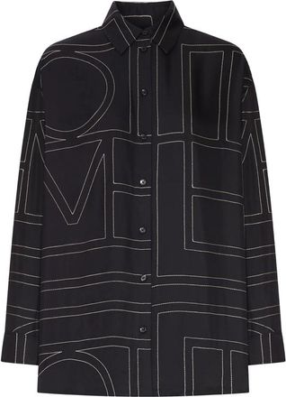 Toteme Monogram-embroidered Silk Shirt