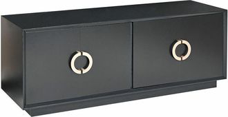 Beliani Sideboard Schwarz MDF-Platte 120 x 40 x 45 cm mit 4 Türen Goldenen Griffen Metallgestell Modern Glamourös Wohnzimmer Büro Schlafzimmer Flur