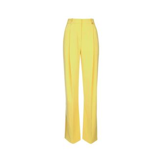 Elisabetta Franchi Femme, Pantalons, Jaune, Taille: 34 FR Pantalon en cr&ecirc;pe stretch double &eacute;paisseur