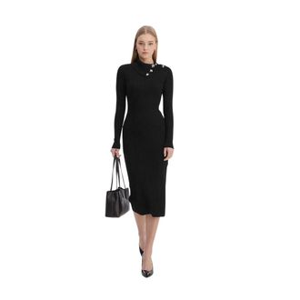 Guess Robe moulante ML boutons - - Dresses - Damen - Schwarzk - XS