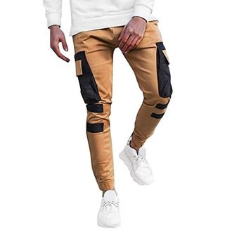 Generic Pantalon cargo pour homme - Pantalon de sport agr&eacute;able - Pantalon de jogging patchwork - Pantalon de loisirs avec plusieurs poches - Pantalon dext&eacute;rie