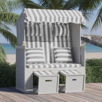 vidaXL Furniture Limited - Strandkorb avec coussins R&eacute;sine tress&eacute;e bois