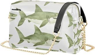 Mnsruu Sacs à bandoulière pour femme, motif requins aquarelle, sac à main en cuir