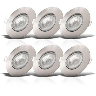 B.K.Licht B.k.licht - Set de 12 spots led encastrables orientables 5W 460 lm &Oslash;90 mm IP23, ultra plats 24 mm, &Oslash;68 mm, 3000K blanc chaud, nickel mat, CRI80, 230V