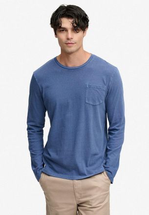Superdry Langarmshirt COTTON LINEN L/S POCKET TOP aus Baumwolle und Leinen, Relaxed Fit, mit Rundhalsausschnitt