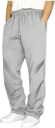 Generic Pantalon d&eacute;contract&eacute; pour homme - Taille &eacute;lastique - Pantalon droit d&eacute;contract&eacute; de couleur unie - Coupe ample avec poches - Confortable - Pantalon de 