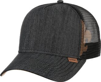 Djinns Herren Trucker Cap Linen 2014 High Fitted schwarz Verstellbar