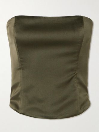 Staud Haut Bustier En Satin De Soie Mélangée Brunswick - Vert