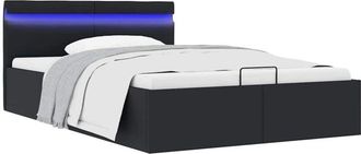vidaXL Vidaxl - Cadre de lit à rangement avec led noir similicuir 120x200 cm