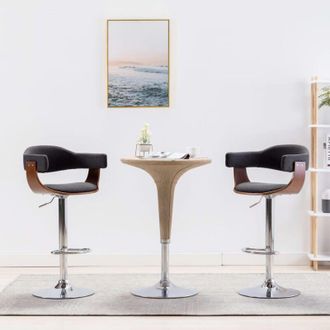 vidaXL Vidaxl - Tabourets de bar lot de 2 gris bois courb&eacute; et tissu