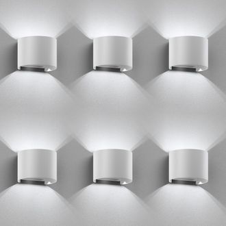 LEDs Com 6 Stück Wandleuchte RUNEL für außen, weiß, IP65, Up & Downlight + LED Lampe 596lm, weiß