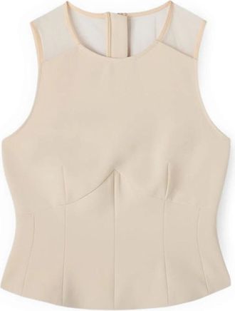 Motivi Femme, Tops, Beige, Taille: 40 FR Top en cr&ecirc;pe avec inserts en tulle