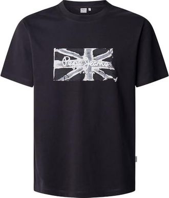 Pepe Jeans London T-Shirt Drapeau BW pour Homme, Noir, XXL