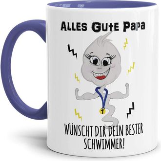 Tassendruck Lustige Tasse mit Spruch für Papa - Bester Schwimmer - Super-Spermium/Bestes Vatertagsgeschenk/Geschenk-Idee Geburtstag Vatertag/für Väter - Innen & H
