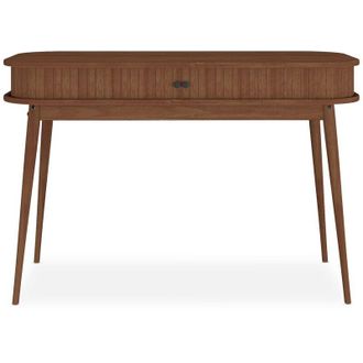 IDIMEX Bureau JARI avec porte coulissante, en bois massif - Coloris ch&acirc;taignier
