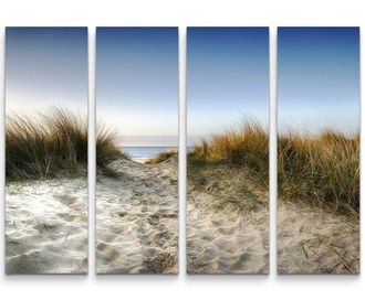 Paul Sinus Art Leinwandbilder | Bilder Leinwand 130x90cm 4 Teile Weg zum Strand durch Sanddünen