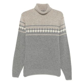 Ferrante Pull &agrave; col roul&eacute; &agrave; motifs - Homme - Pulls - Gris - Taille: M