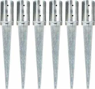 vidaXL Vidaxl - Erdspie&szlig;e 6 Stk. Silbern 8x61 cm Verzinkter Stahl