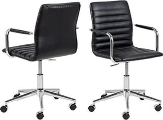 AC Design Furniture Marque Amazon - Movian Chaise de bureau en cuir artificiel à dossier bas et accoudoirs, Noir