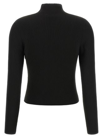 Alexander Wang Logo-Embroidered Ribbed Knit Sweater - Black