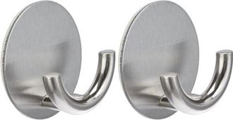WENKO Wenko Wandhaken Rondo Edelstahl matt - selbstklebend, Edelstahl rostfrei, 5.3 x 2.5 x 5.3 cm, Matt (Packung mit 2)