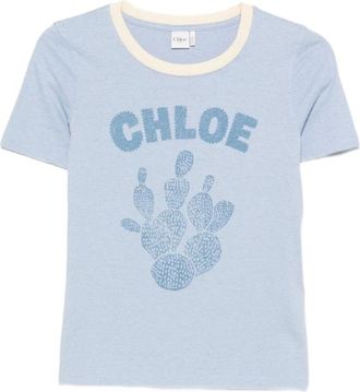 Chlo&eacute; T-shirt &agrave; imprim&eacute; graphique - Femme - Tops - Bleu - Taille: 42 FR