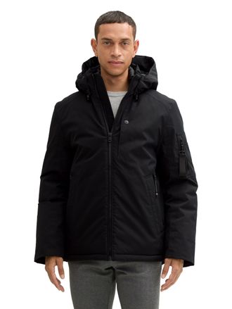 Tom Tailor Tom Tailor Herren Gef&uuml;tterte Jacke mit Abnehmbarer Kapuze,29999 - Black, XL