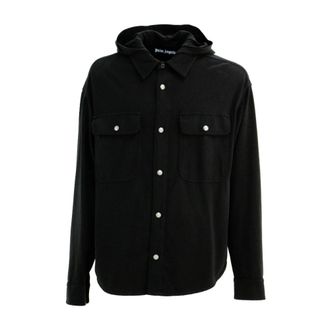 Palm Angels Schwarzes Logo-Kapuzenhemd - - Shirts - Herren - Schwarzk - 2XS