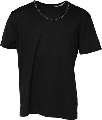 Dolce & Gabbana Homme, Tops, Noir, Taille: 5XL Crew neck T-shirt