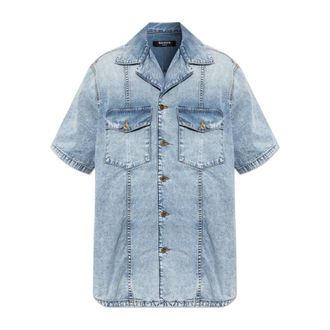 Balmain Kurz&auml;rmeliges Jeanshemd - - Shirts - Herren - Blau - L