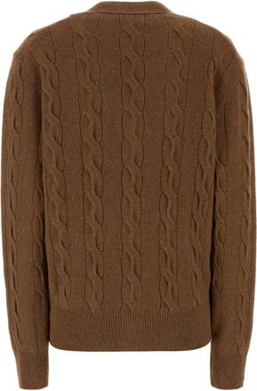 Ami Cable-Knit Merino Wool Cardigan - Brown