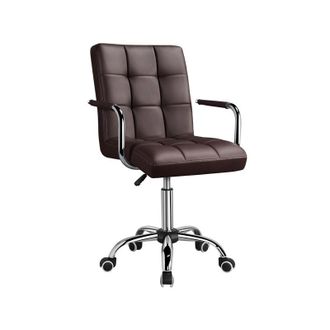 Yaheetech Yaheetech - Chaise de Bureau avec Roues Pivotantes en &eacute;co-Cuir Fauteuil de Bureau avec Accoudoirs Amovibles pour Chambre Studio Hauteur R&eacute;glable Gris