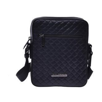 Baldinini Homme, Sacs, Noir, Taille: ONE Size Crossbody bag in black woven print leather