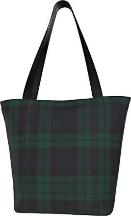 AOOEDM Black Watch Plaid Tote Bag Femmes Capacit&eacute; &Eacute;paule &Eacute;picerie Sacs