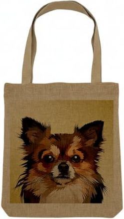 Fabulous Sac Shopping Tote Bag Aspect Lin - Chihuahua Petit Chien Mignon Animal Domestique Artwork Art - Sac de Courses Toile Epaisse 360g Beige Naturel Cabas 