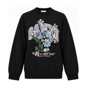 Ganni Rundhals-Strickware - - Knitwear - Damen - Schwarzk - S