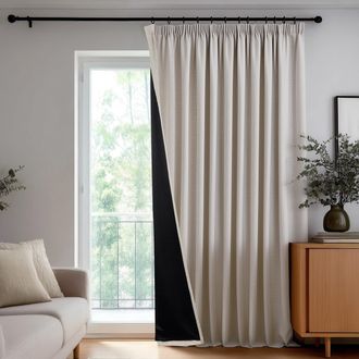 Deconovo Verdunklungsvorh&auml;nge mit Kr&auml;uselband Vorhang Blickdichte Vorh&auml;nge Verdunkelung Leinenoptik Gardinen Wohnzimmer Thermogardine f&uuml;r Schlafzimmer K&auml;ltesch