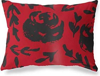 Bonamaison Le Jardin du Lin Kissen Zierkissenbezug Rot-Schwarz Kissenbezug, Weich Bequem, Für Zuhause Autos Büro Sofa Wohnzimmer Couch Schlafzimmer Dekor, 35x50 