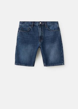 Mango Bermuda en jean droit bleu fonc&eacute; - Homme - 38 - MANGO MAN
