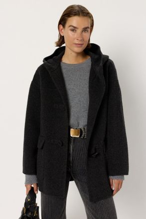 Gerard Darel Manteau court &agrave; capuche en laine - MALINA - anthracite